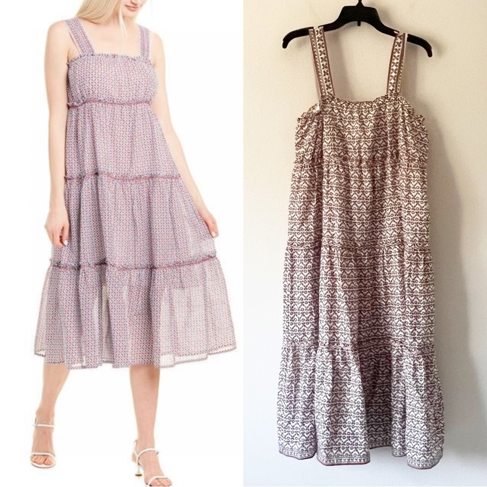 Max Studio Tiered Printed Sundress Cottage Core Midi … - Gem